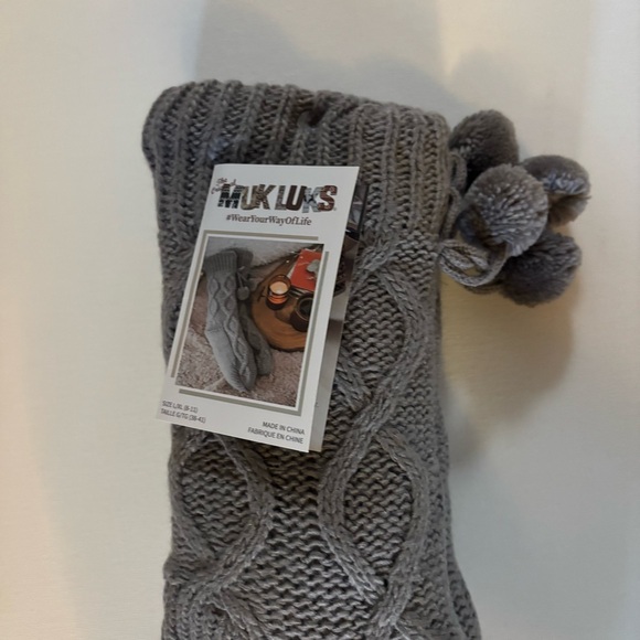 Muk Luks | Shoes | Muk Luks Charcoal Cable Knit Slipper Socks | Poshmark